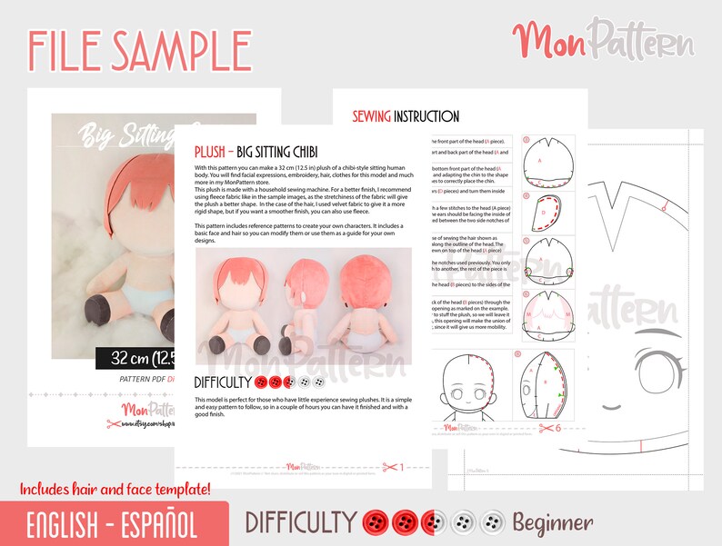 Big SITTING CHIBI Human Doll Plush 32 Cm PDF Sewing - Etsy UK