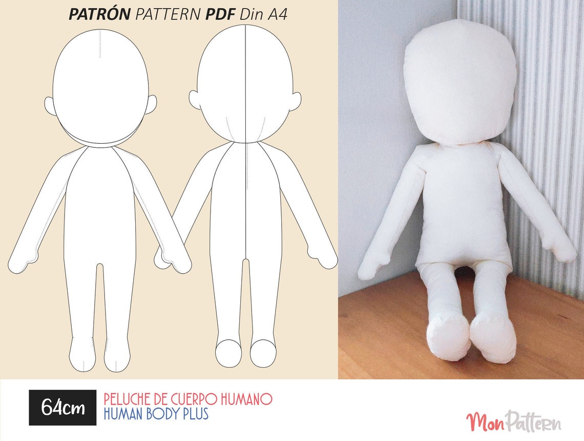 Human Doll Plush 64cm PDF Sewing Pattern Digital Spanish | Etsy