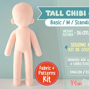 TALL CHIBI #1 Sewing Kit: Minky Fabric, Plush Pattern (36cm/14in ...