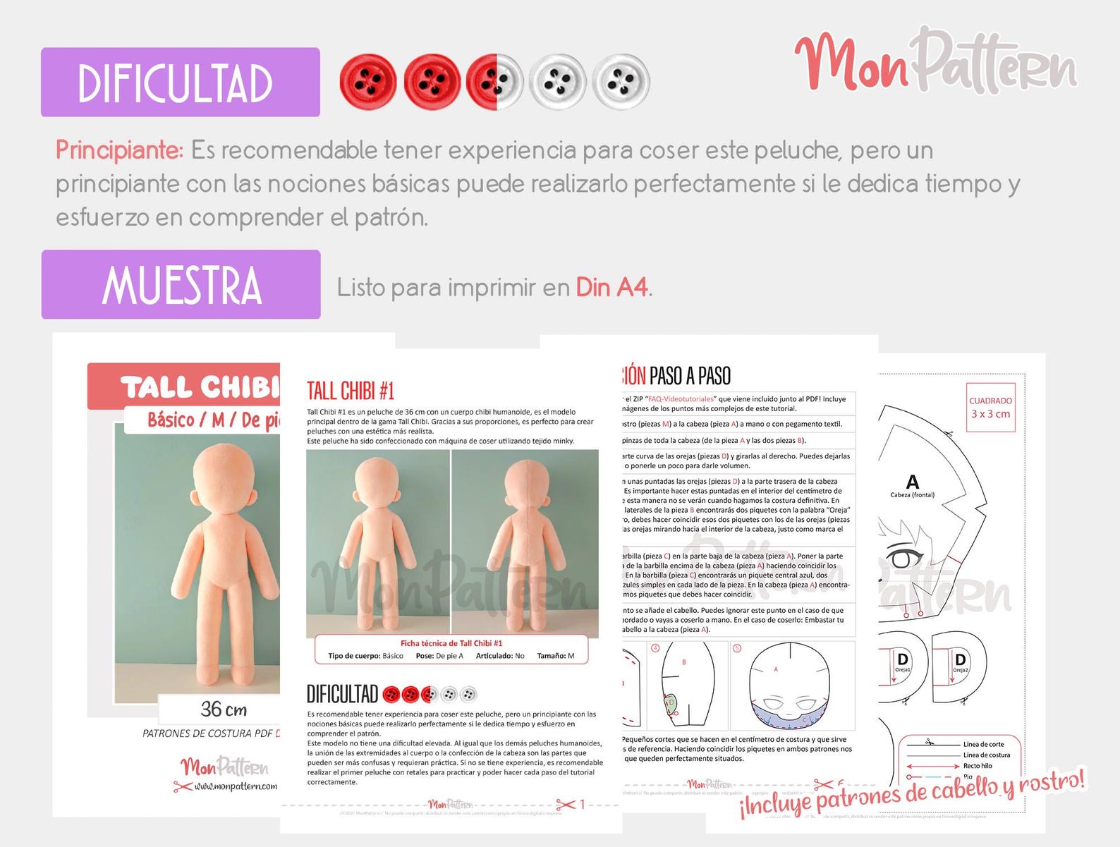 TALL CHIBI #1 Sewing Kit | Chibi Plush Kit | 14in Anime Doll - Etsy