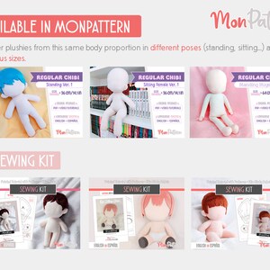 REGULAR CHIBI Male MINI pdf Sewing Pattern Spanish English Instructions digital Human Plush Doll ...