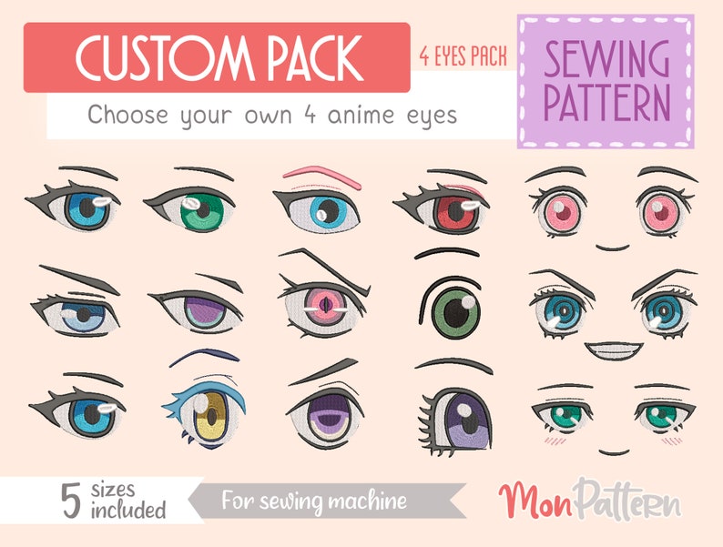 Anime Eyes Sewing Pattern: Custom 4-pack Plush Face (digital Download ...