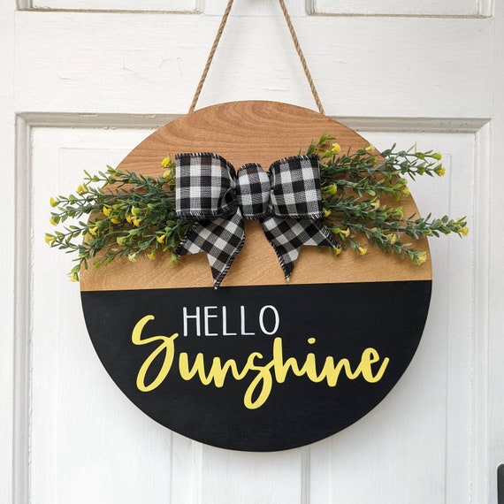 Hello Sunshine Door Hanger Summer Door Hanger Sunshine Front Etsy