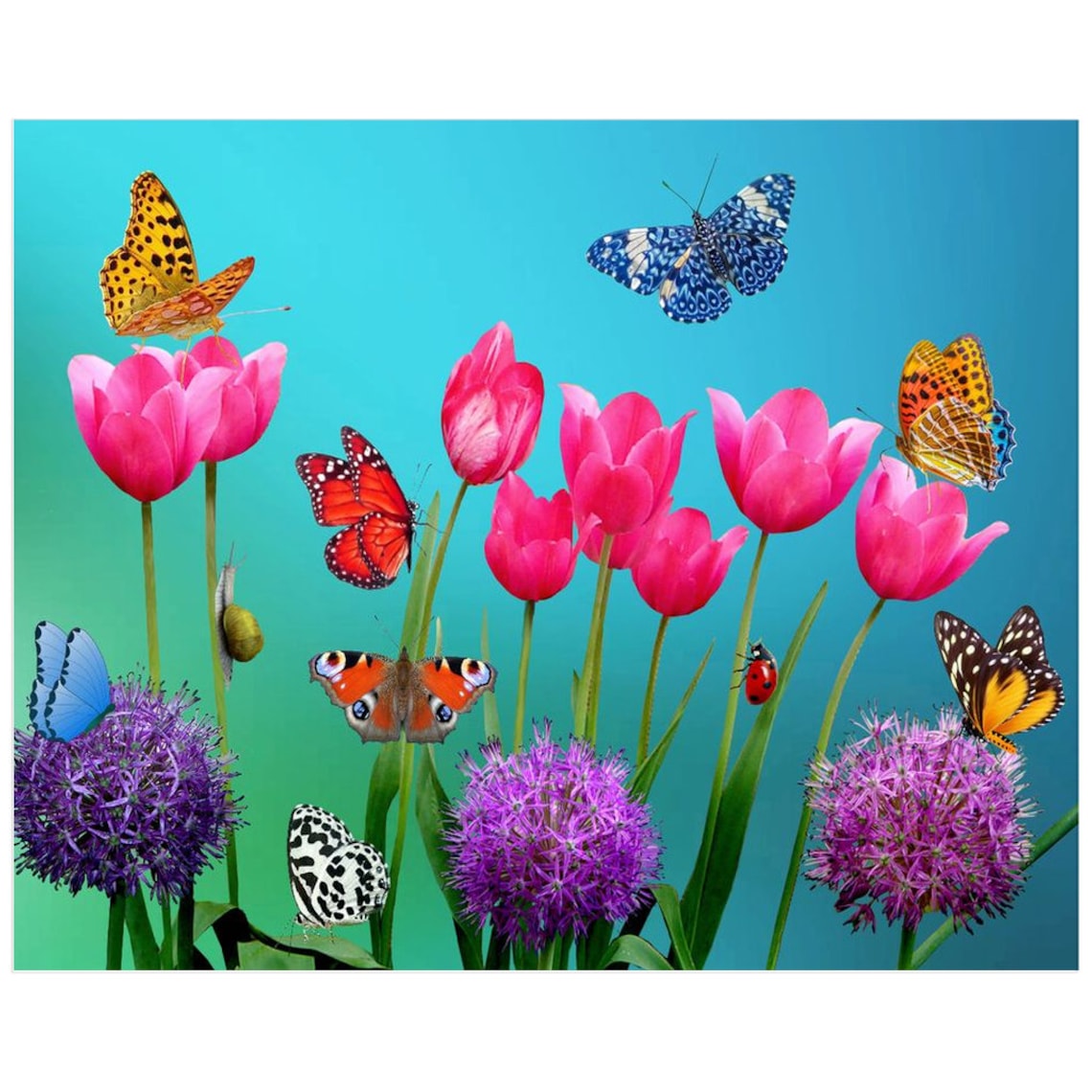 Poster Flowers And Butterflies Print Flowers Poster | Etsy