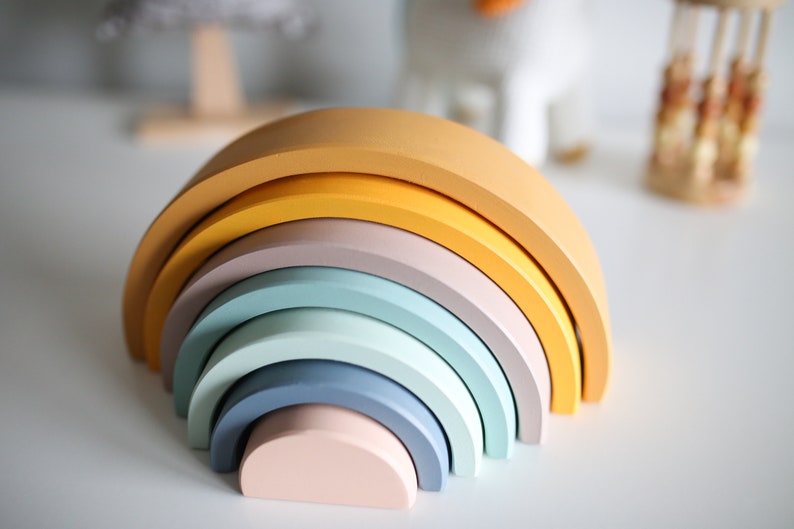 Wooden Rainbow / Rainbow Stacking Toy / Nursery Decor / - Etsy