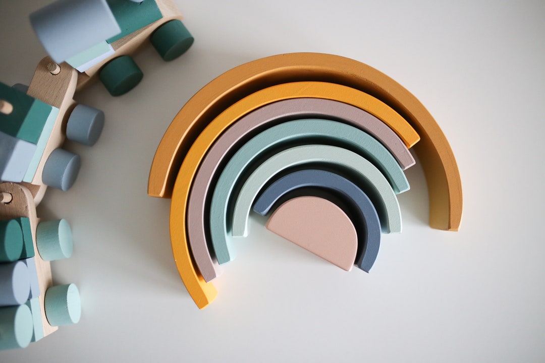 Wooden Rainbow / Rainbow Stacking Toy / Nursery Decor / Montessori Toy ...