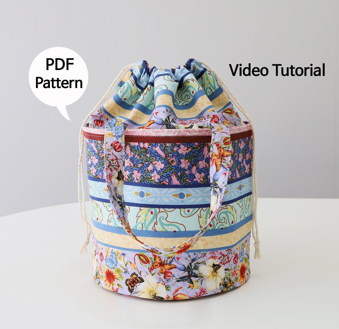 Project Bucket Bag Pattern Easy Bucket Bag Drawstring Bag | Etsy