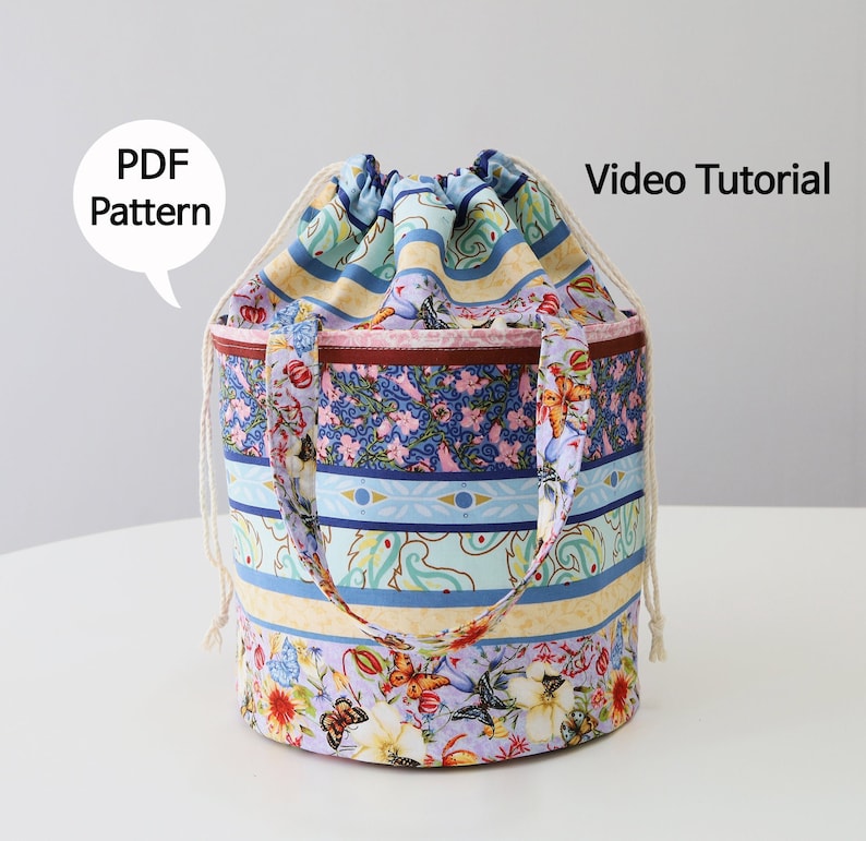 Project Bucket Bag Pattern Easy Bucket Bag Drawstring Bag | Etsy