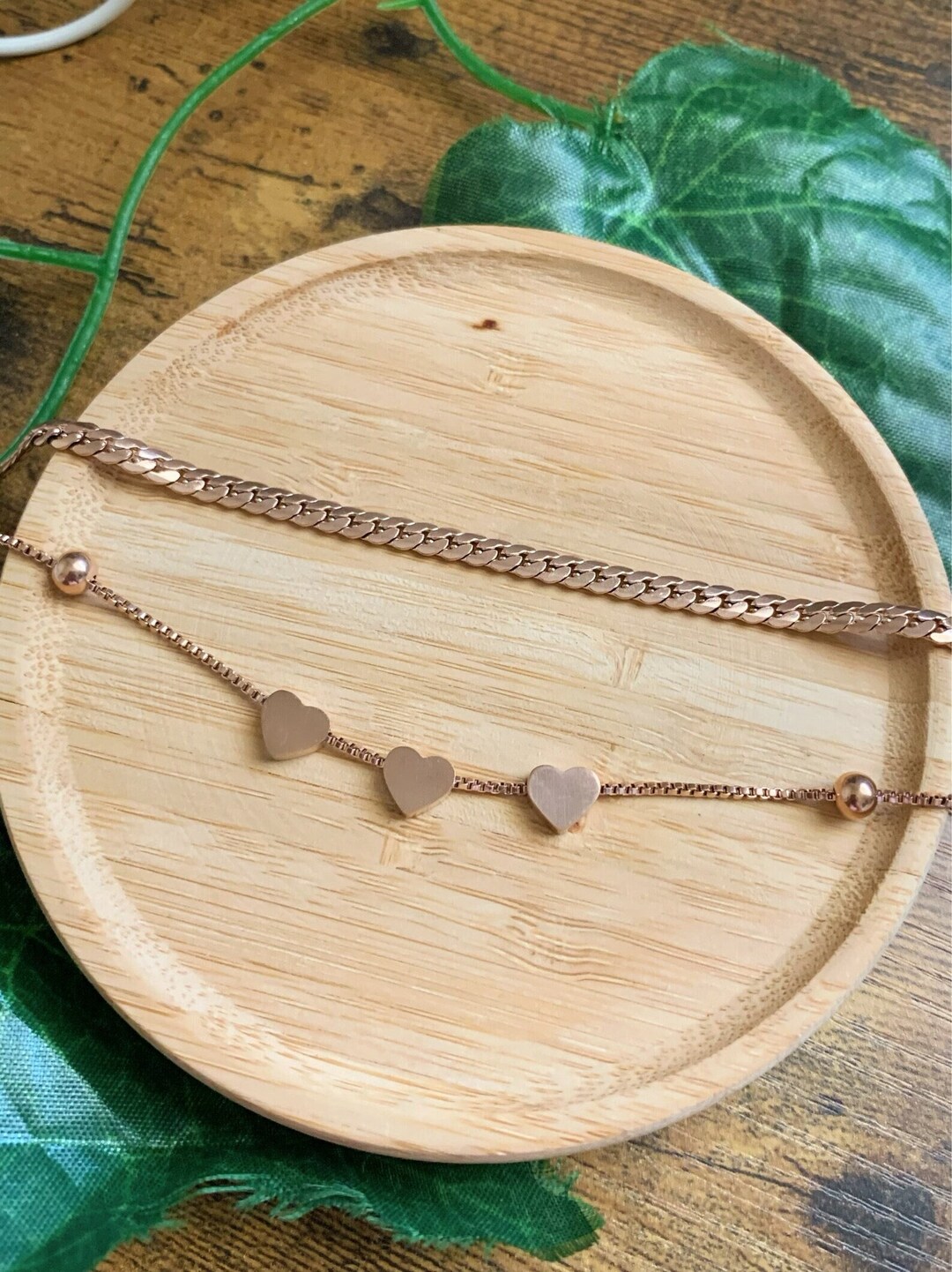 Rose Gold Heart Bracelet, Tiny Heart Bracelet, Two Line Bracelets ...