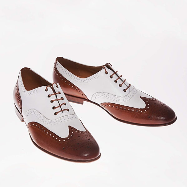 Mens Brown and White Dress Shoes - Etsy