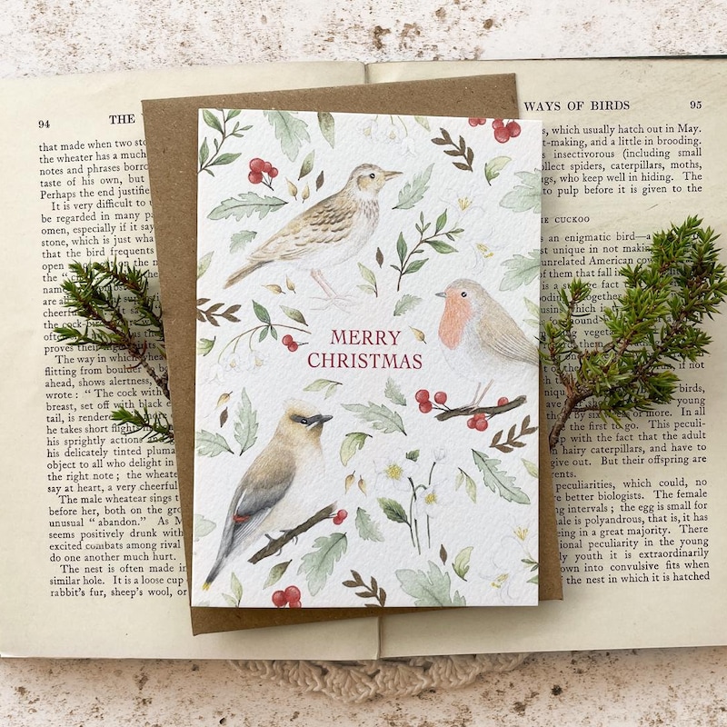 Bird Christmas Card - Etsy