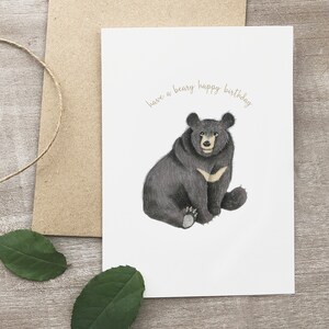 Beary Happy Birthday Card Bear Illustrated Greetings Cards - Etsy