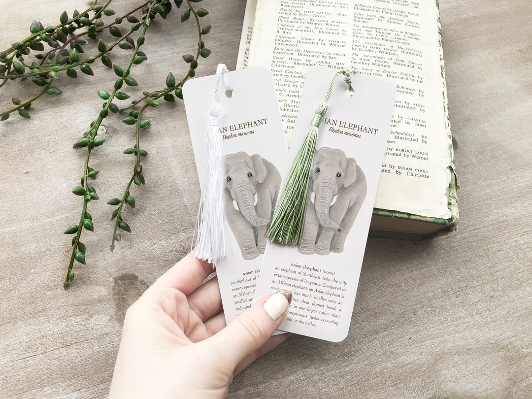 Elephant Bookmark Animal Bookmark Design Wildlife Bookmark Card ...