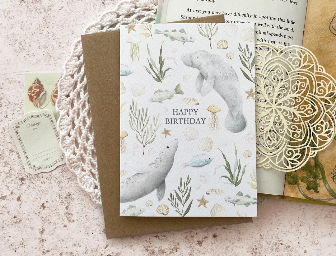 Seal & Manatee Birthday Card Sea Ocean Animals A6 - Under the Sea ...