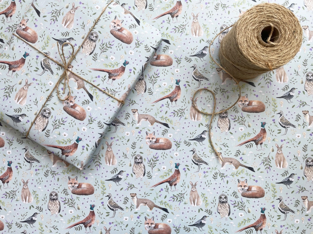Meadow Wrapping Paper - Woodland Animals & Floral Gift Wrap Sheets ...