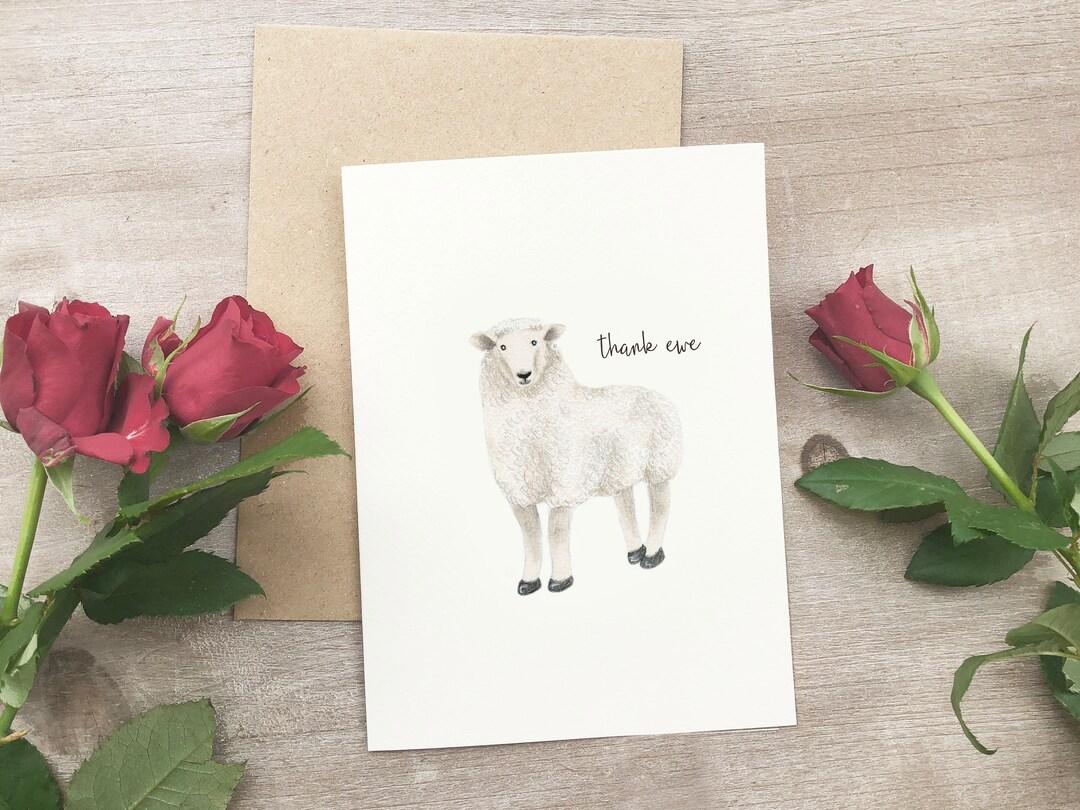 Sheep Thank You Card Illustrated Greetings Cards Blank - Etsy