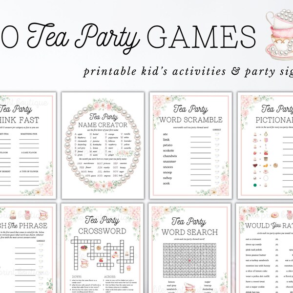 Mother's Day Tea Party Printable Games, Tea Party Activities, Mother's ...