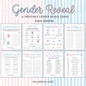 Gender Reveal Printable Games Gender Reveal Bundle Gender - Etsy