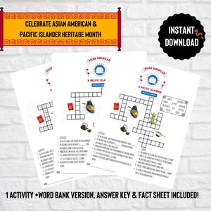 AAPI Heritage Month Printable Crossword AAPI Printable AAPI | Etsy