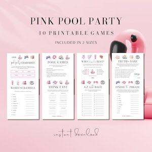 Pool Party Games Printable, Printable Pool Party Games, Pool Party Game ...