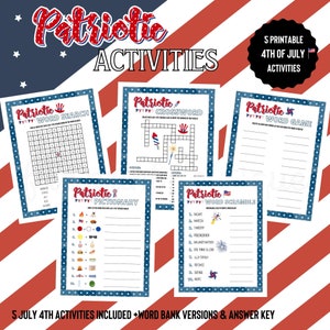 Fourth of July Printable Kid's Activities Patriotic - Etsy
