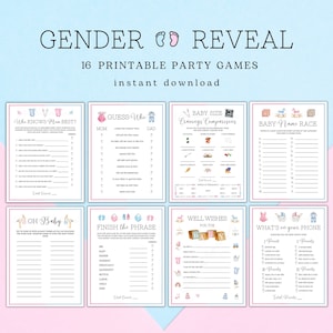 Gender Reveal Party Games, Printable Gender Reveal Activities, Gender Reveal Party, Gender ...