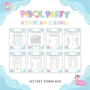 Pool Party Games for Kids Printable, Printable Pool Party Games, Pool ...