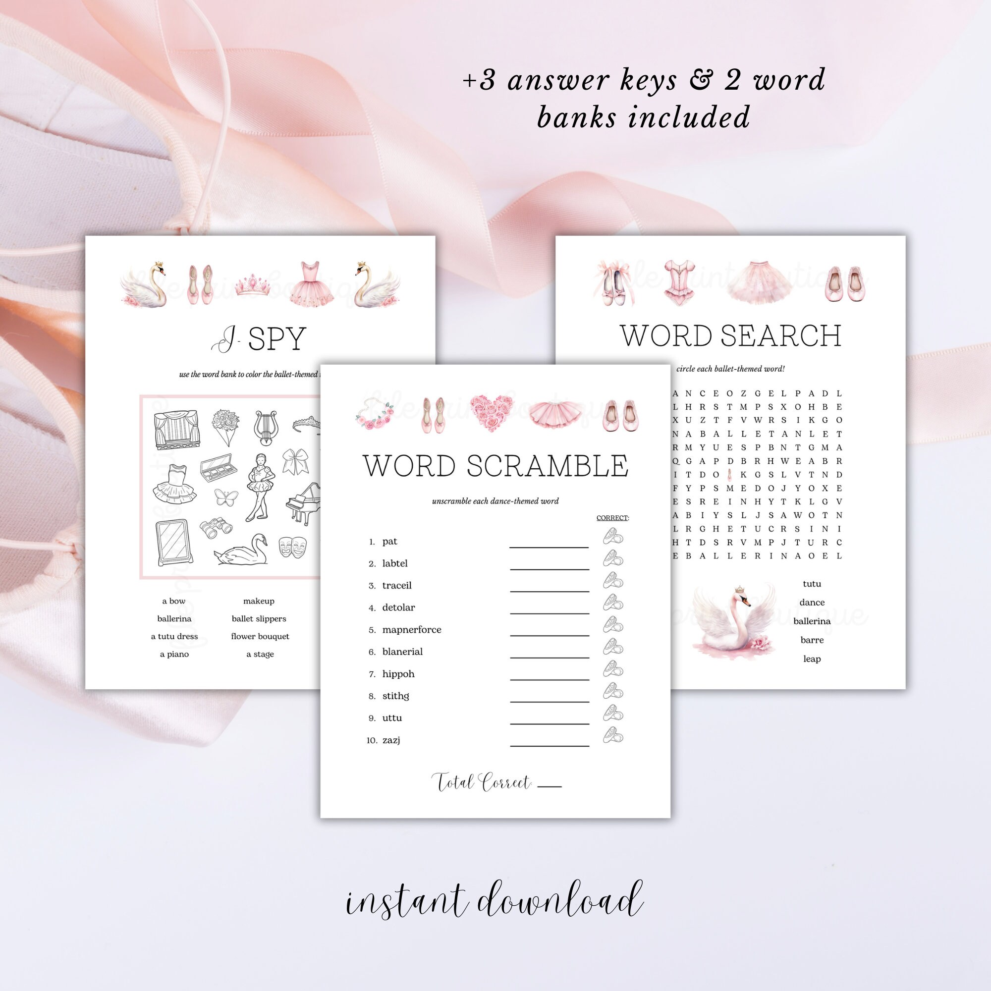 Ballerina Party Games: Printable Ballet Activities Bundle (digital ...
