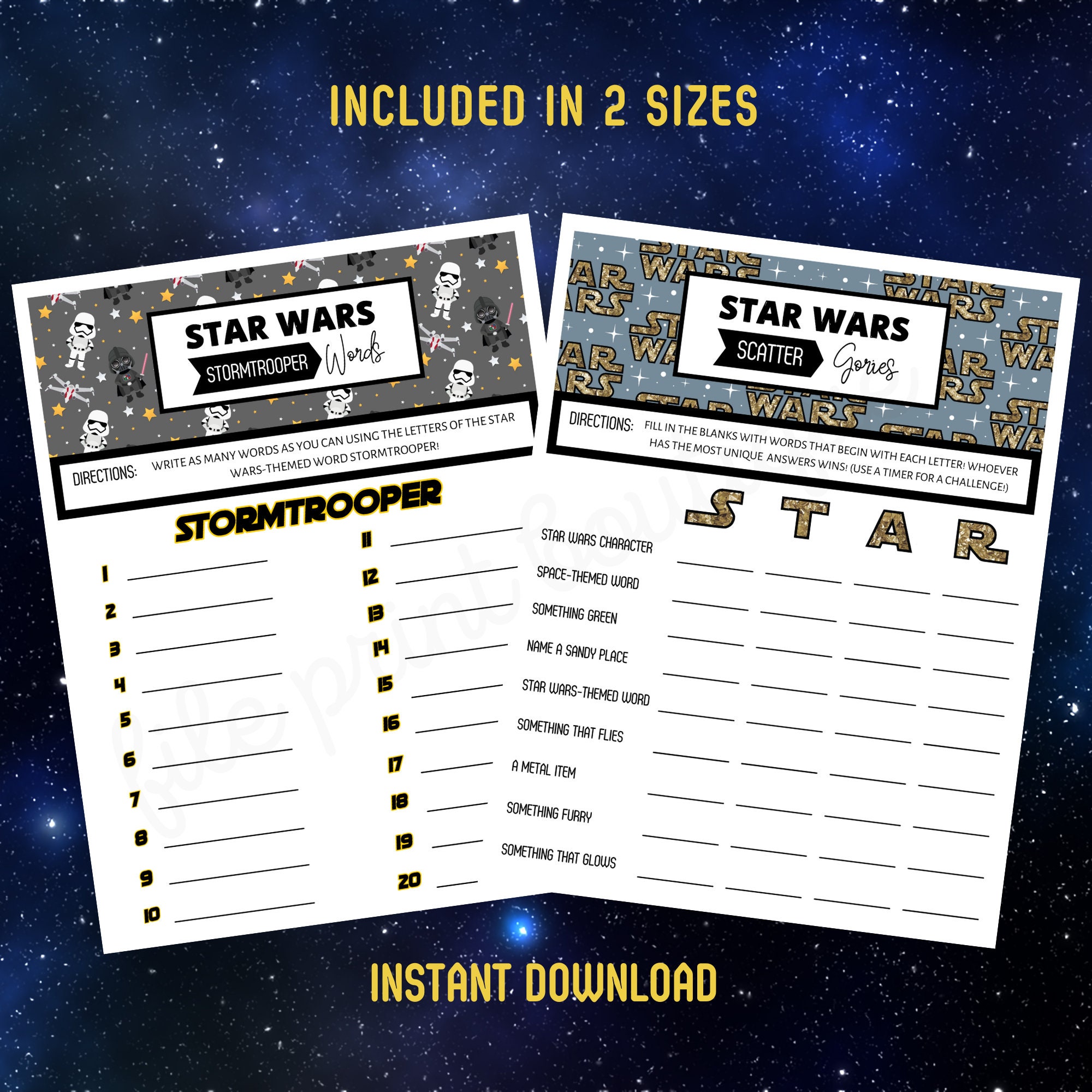Star Wars Party Games: Printable Activities Bundle (digital Download ...