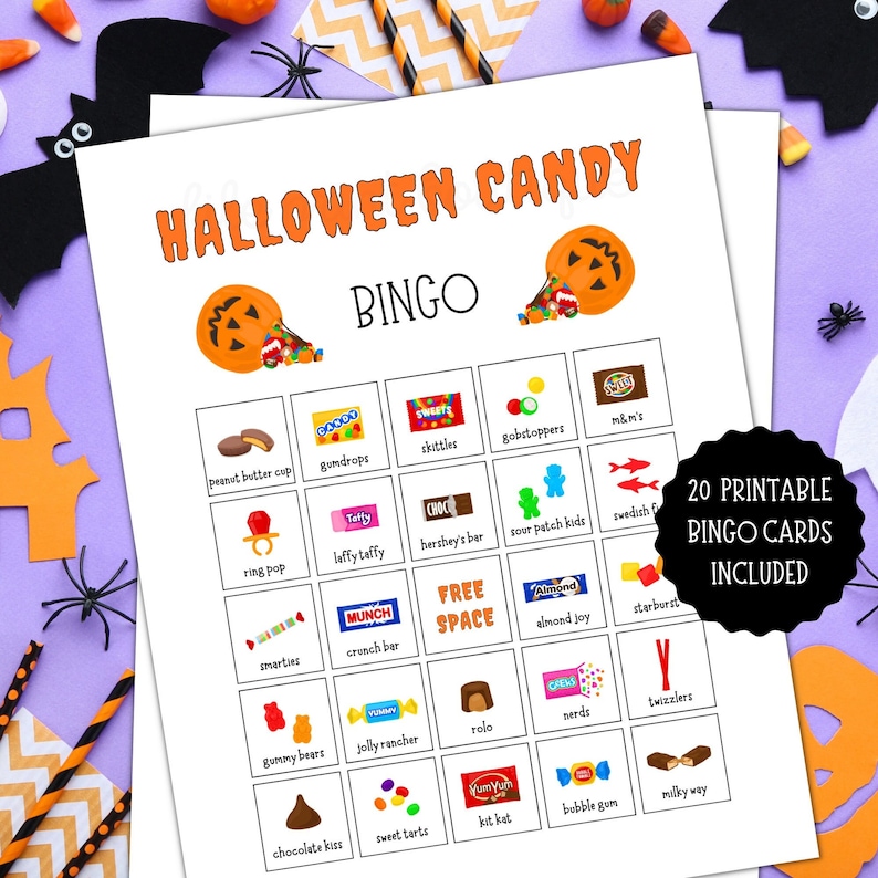 Halloween Candy Bingo Printable, Halloween Printable Bingo, Halloween ...