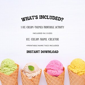 Ice Cream Name Creator Printable: Fun Party Activity (digital Download ...