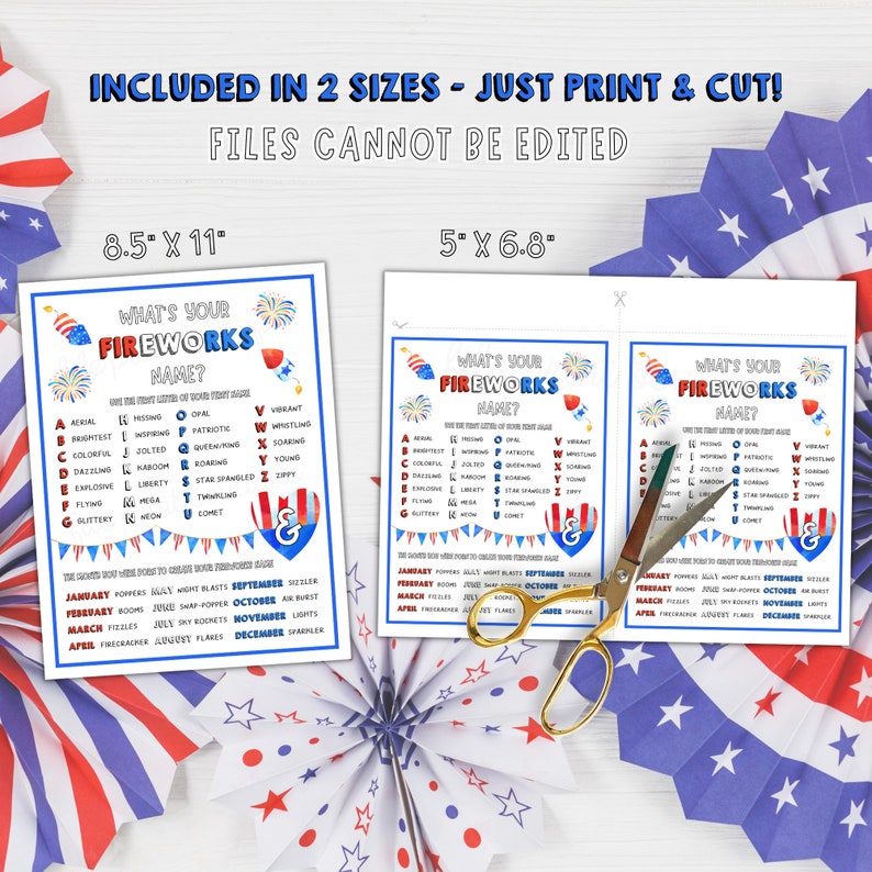 What's Your Fireworks Name Printable, Printable Fireworks Name Creator ...