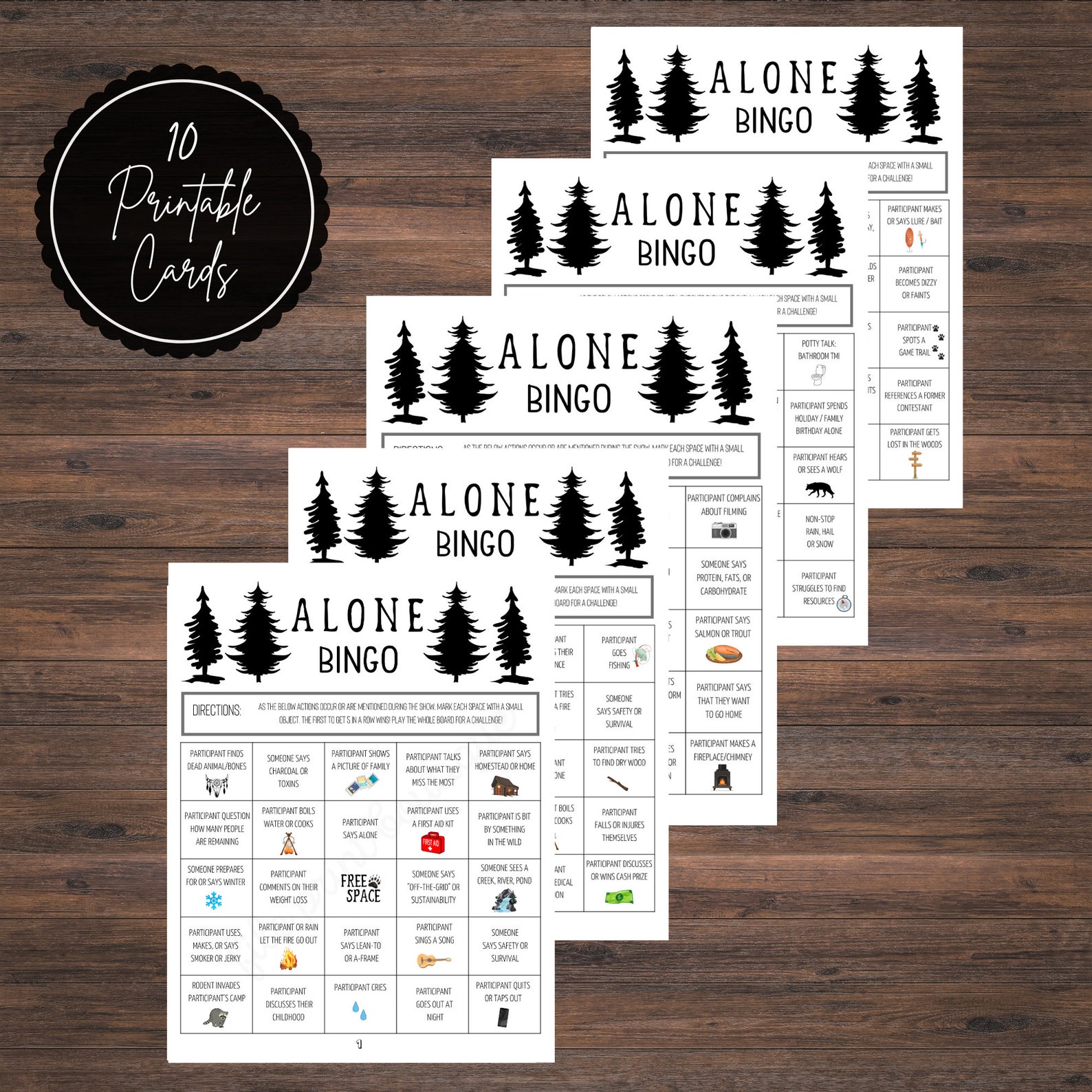 Alone Bingo Printable, Alone TV Show, Alone Game, Alone, Survivalist ...