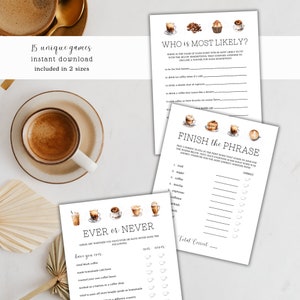 Coffee Party Games Printable: Minimalist Activity Bundle (digital ...