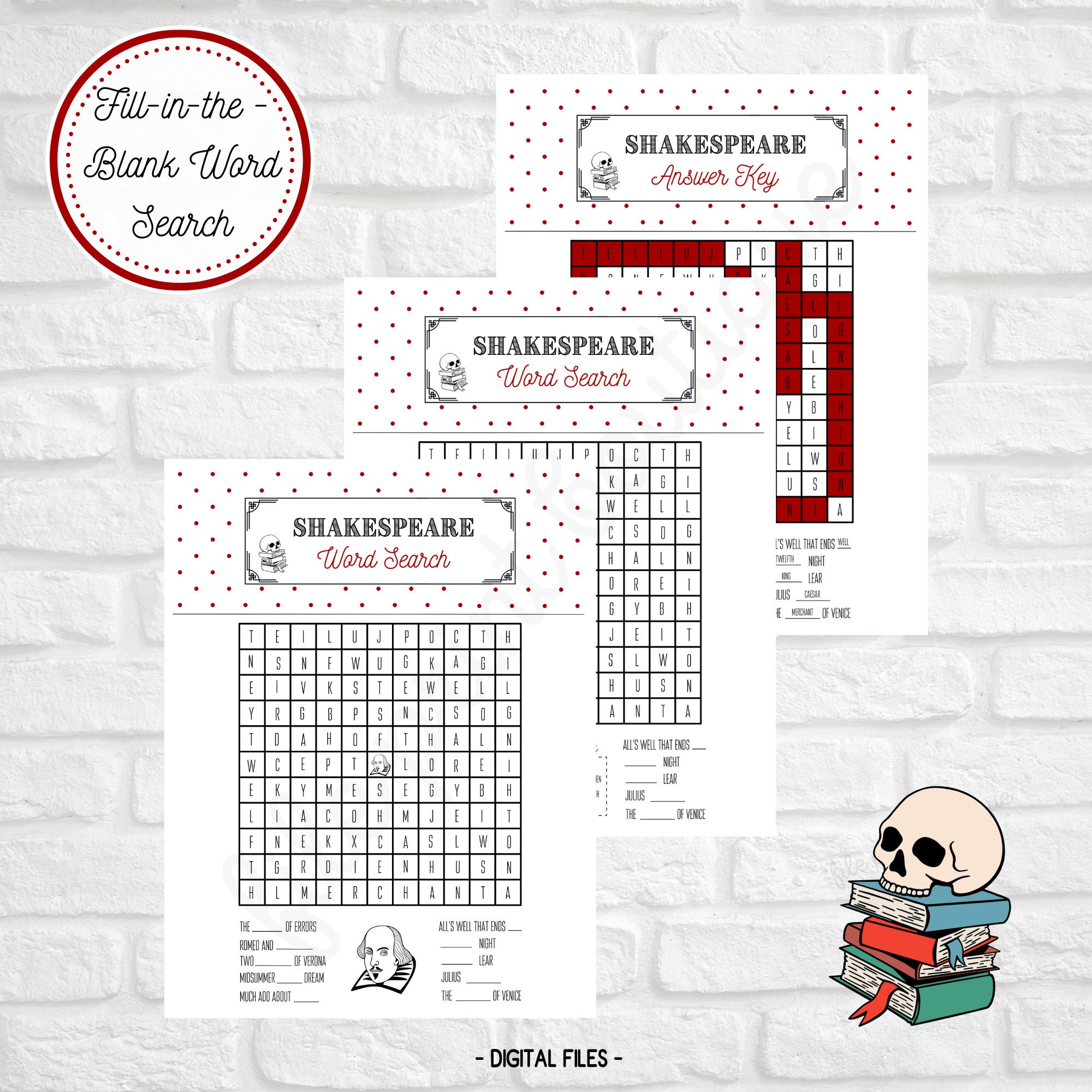 Shakespeare Printable Word Search Activity, Digital, Shakespeare Word ...