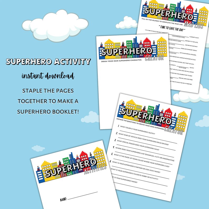 Superhero Mad Libs Printable Activity: Kids Party Game (digital ...