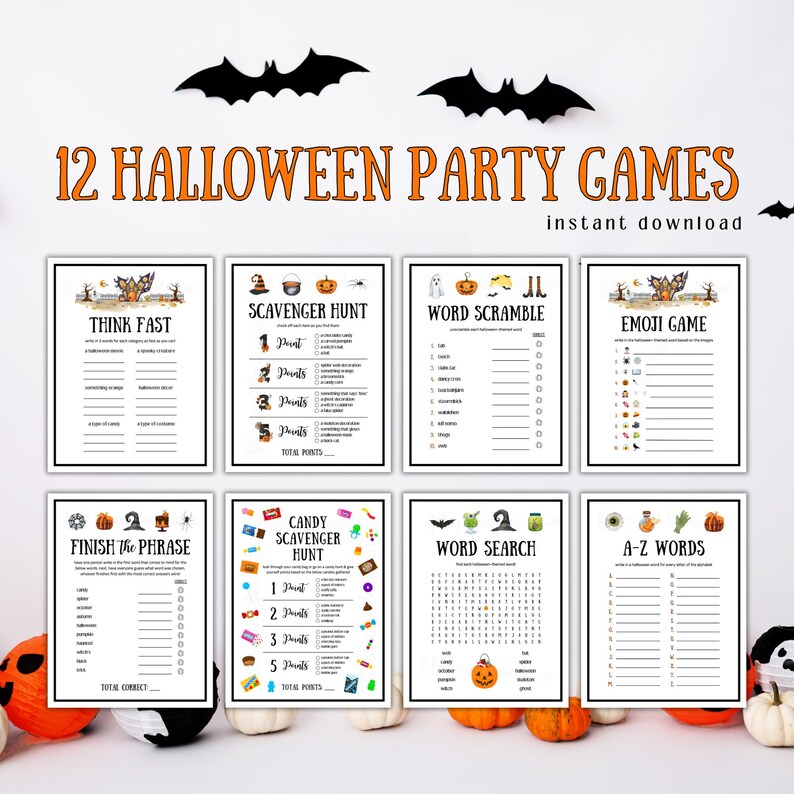 Halloween Printable Games, Halloween Game Bundle, Halloween Printable ...
