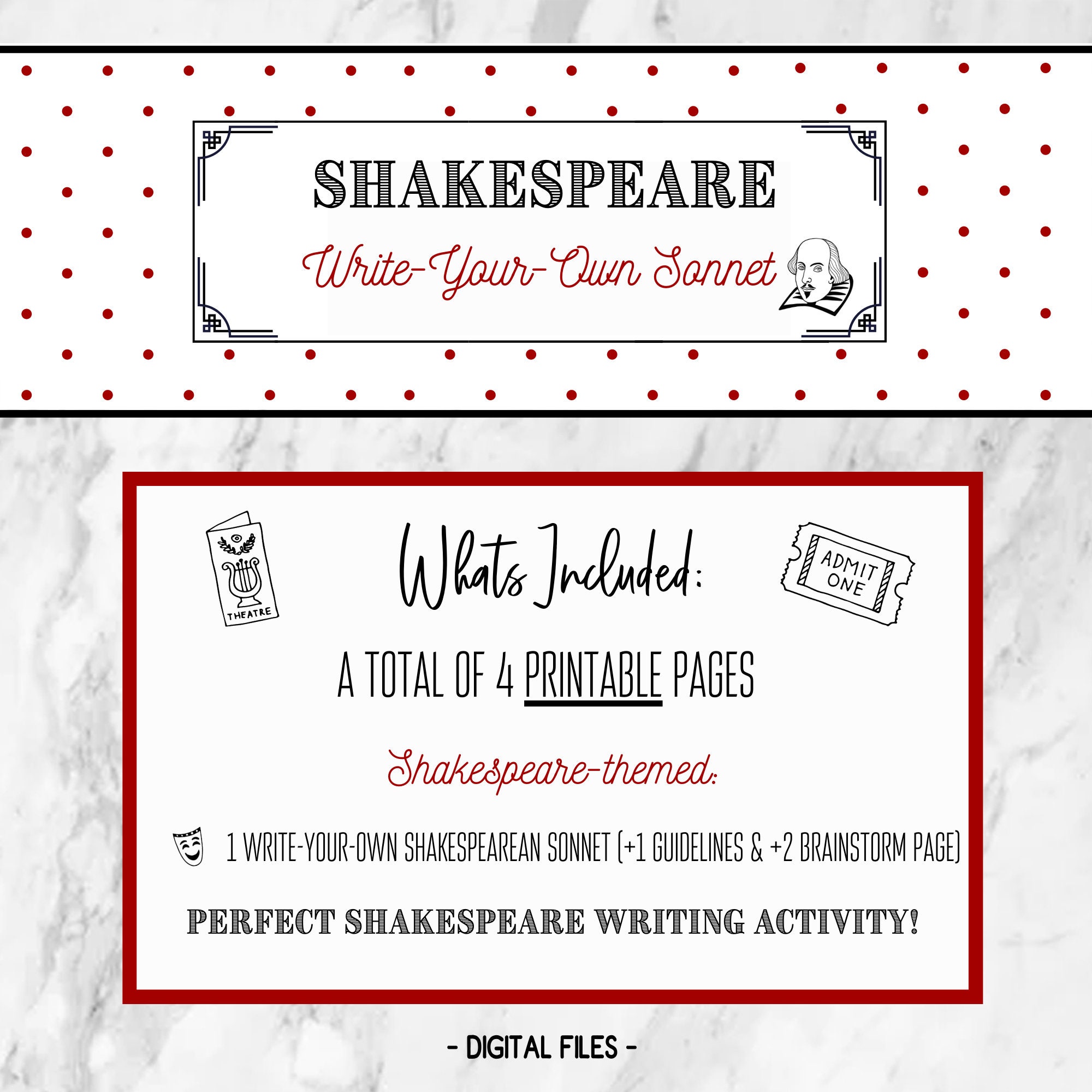Shakespeare Printable Sonnet Activity, Shakespeare Write-your-own ...