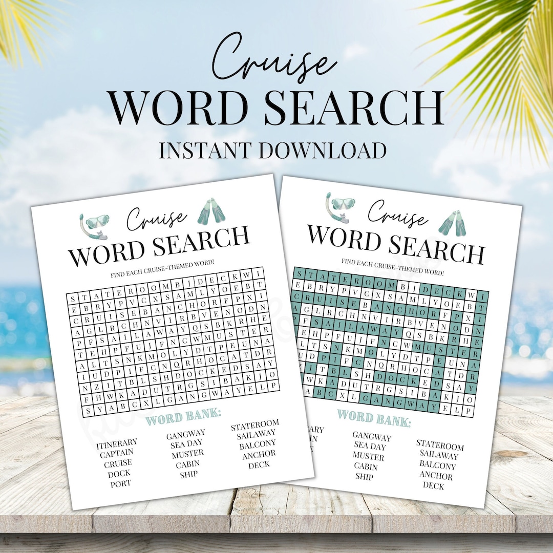 Cruise Word Search Printable, Printable Cruise Game, Cruise Word Search ...