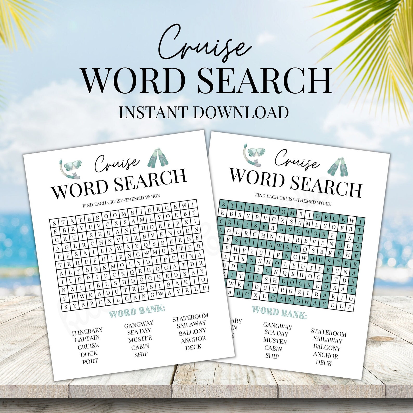 Cruise Word Search Printable, Printable Cruise Game, Cruise Word Search ...
