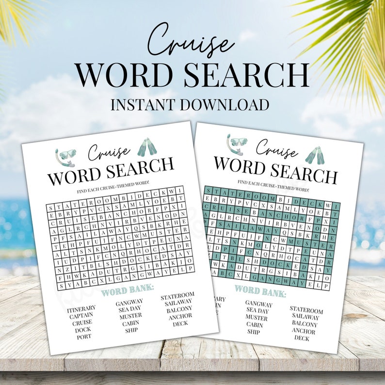 Cruise Word Search: Family Vacation Sea Day Game (printable) - Etsy
