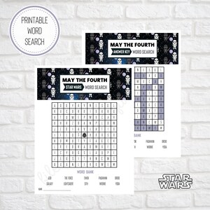 May the 4th Star Wars Printable Kids Activities Word Search Crossword ...