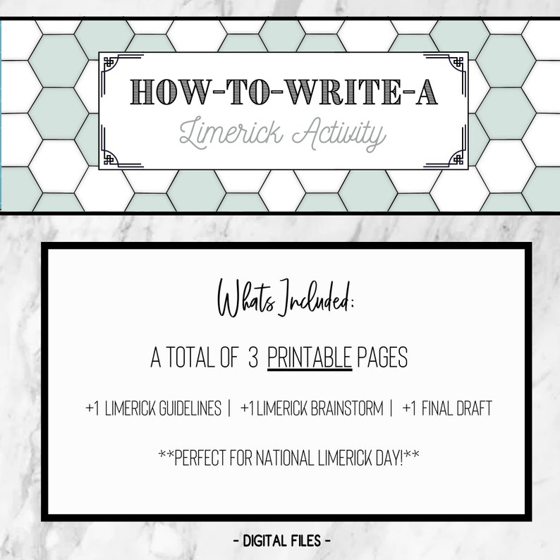 Limerick Printable Activity for Kids, National Limerick Day Printable ...