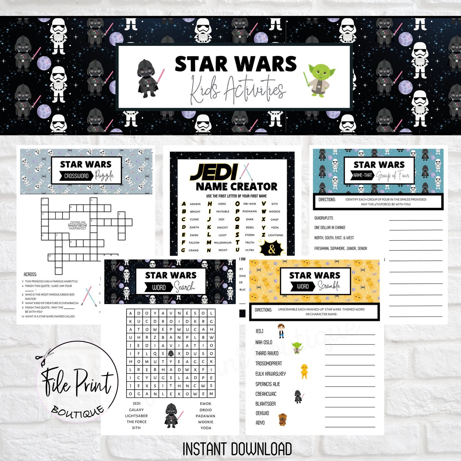 Star Wars Printable Kids Activities, Word Search, Star Wars Crossword ...