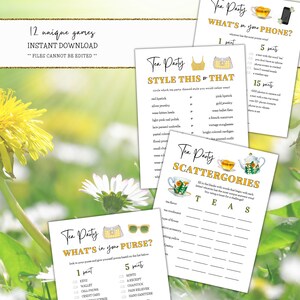 Tea Party Printable Games, Dandelions and Daisies Tea Party, Tea Party ...