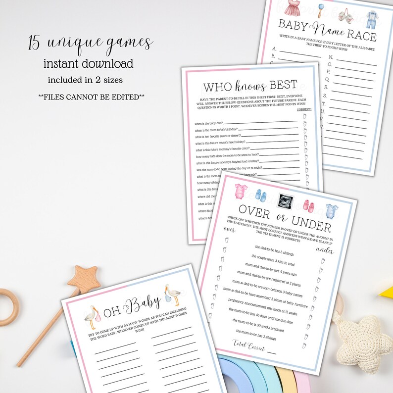 Gender Reveal Party Games Printable Gender Reveal Activities - Etsy