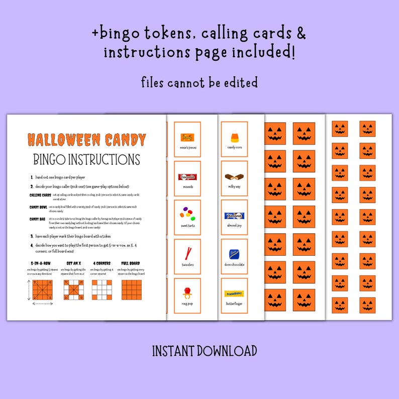 Halloween Candy Bingo Game: 20 Printable Cards (digital Download) - Etsy