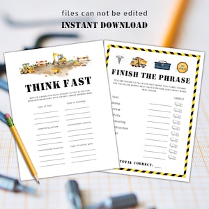 Construction Party Games Printable: Kids Birthday Activities (digital ...