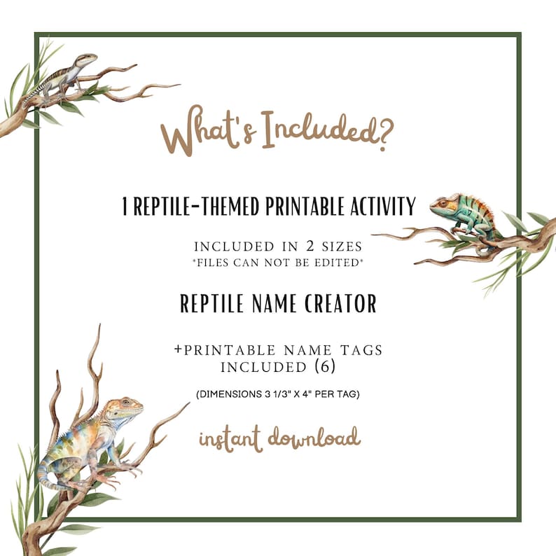 Reptile Name Creator: Printable Party Game (instant Download) - Etsy