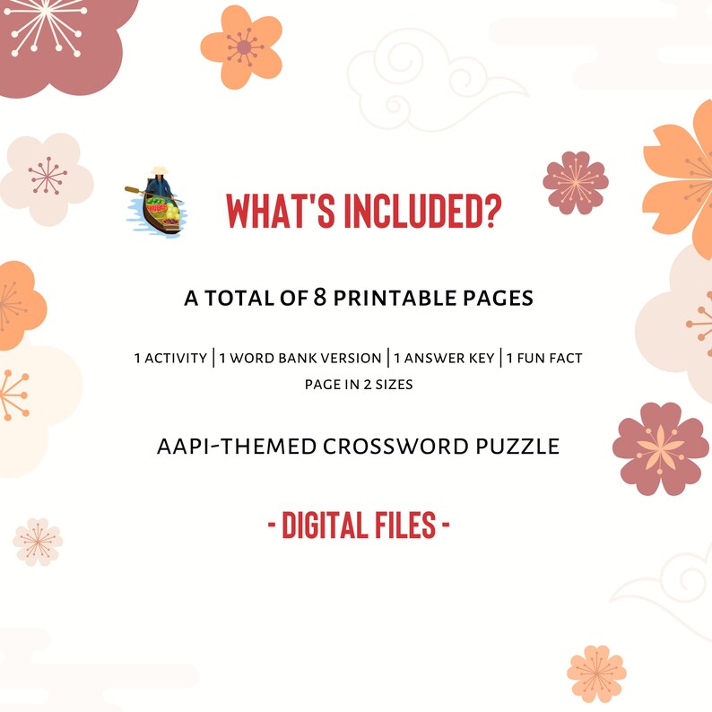 AAPI Heritage Month Crossword Puzzle: Kid's Printable Activity (digital ...